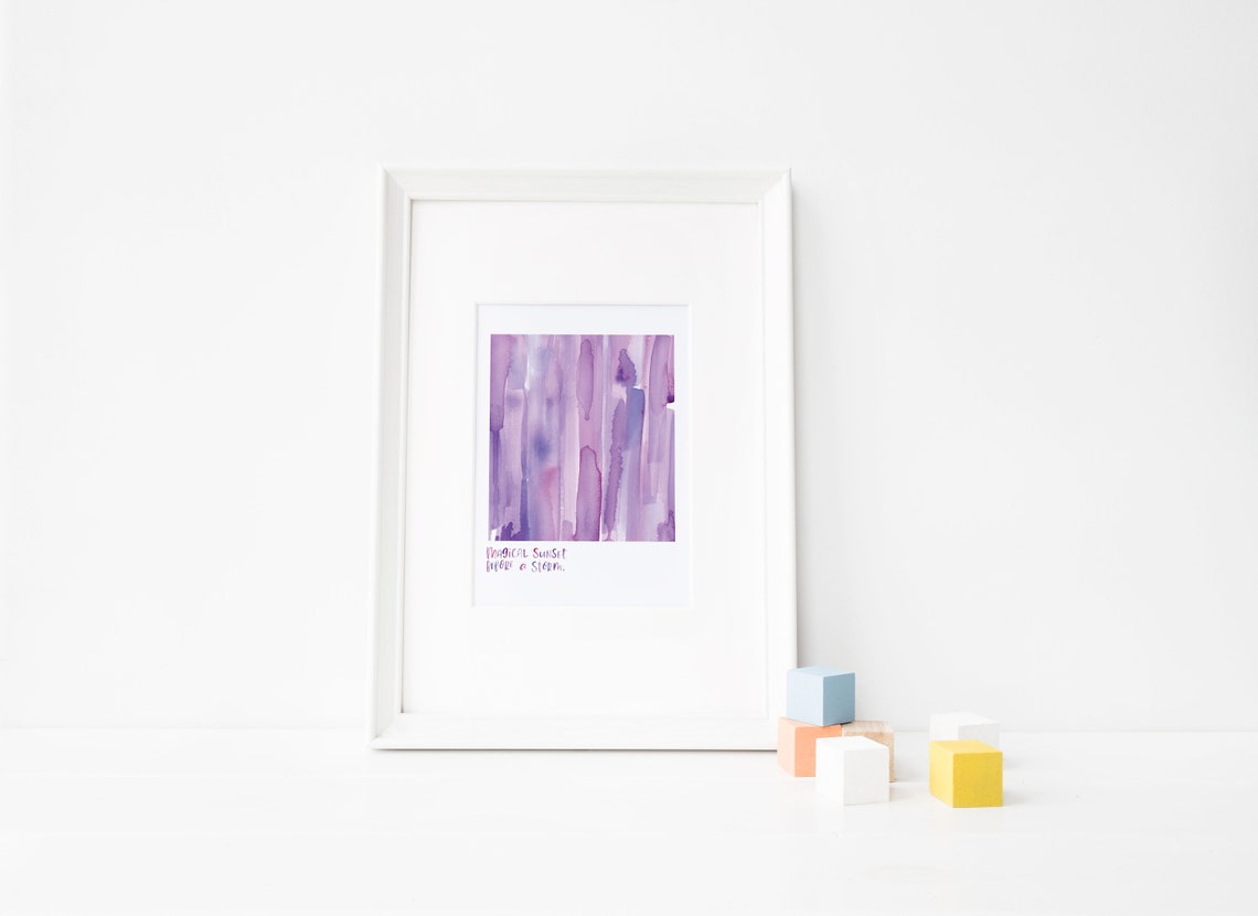 Watercolor Wash Color Swatch Art Purple Sunset Art Purple - Etsy