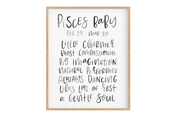 Pisces Baby Zodiac ART PRINT Astrology Print Pisces Baby | Etsy