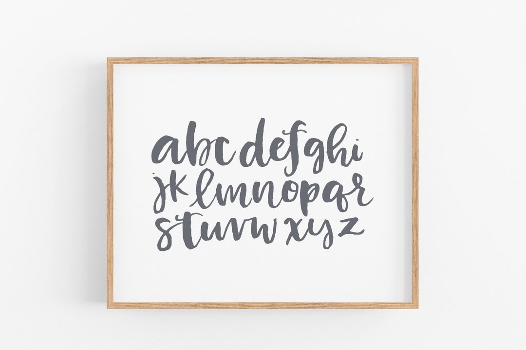 Printable Alphabet Art, Gray, Baby Nursery Decor Printable, Watercolor ...