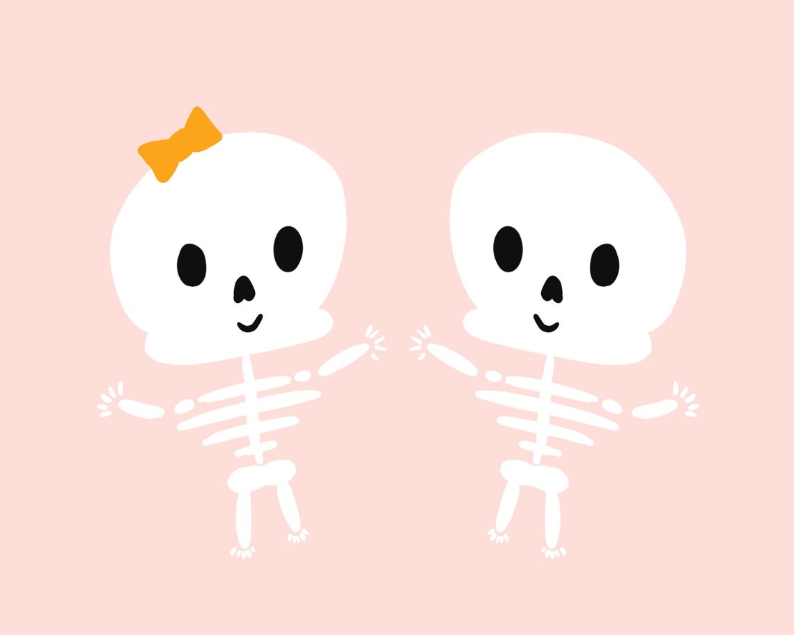 Cute Halloween Skeleton Printable Set of 4 Skeleton Designs | Etsy