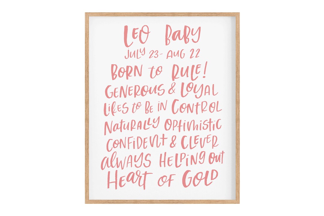 Leo Zodiac ART PRINT Pink | Astrology Print Leo Baby Zodiac Art ...