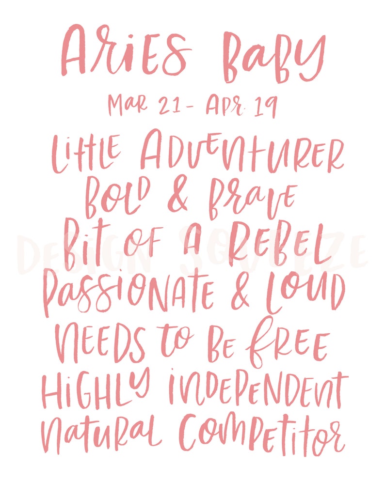 Zodiac Baby ARIES Qualities Art Print Aries Art Aries - Etsy