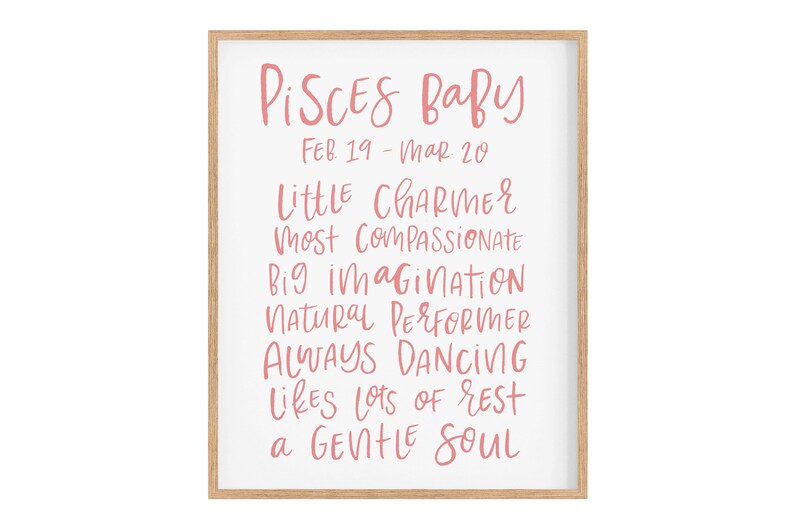 Zodiac Baby PISCES Qualities Art Print Pisces Art Pisces - Etsy