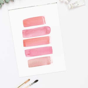 Pink & Coral Watercolor Swashes Abstract Art, Printable Watercolor ...