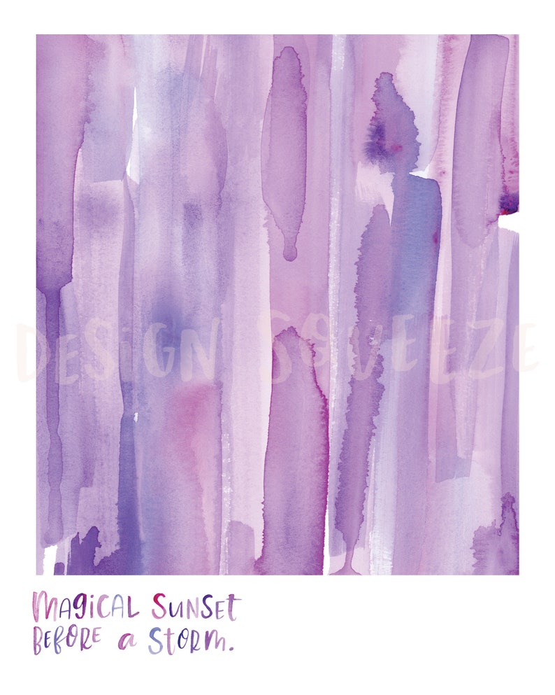 Watercolor Wash Color Swatch Art Purple Sunset Art Purple - Etsy