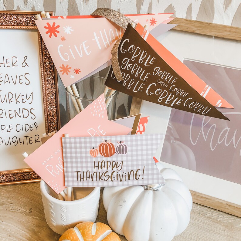 Thanksgiving Printable Flags Thanksgiving Pennant Flags Set - Etsy