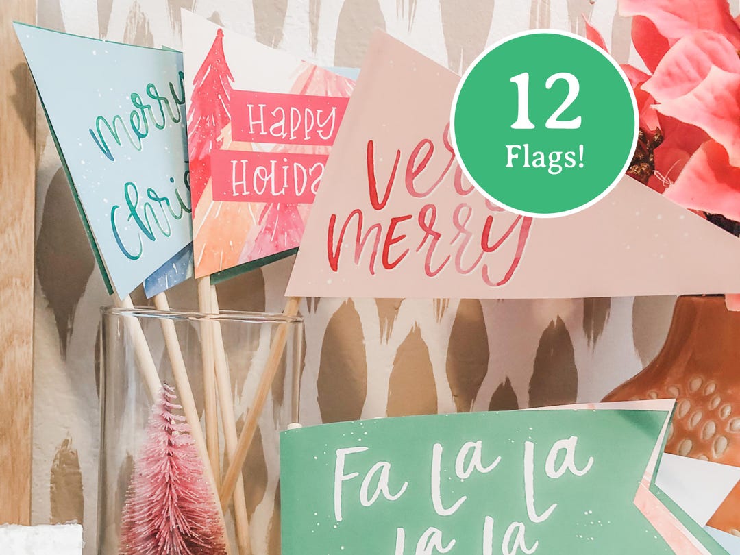 Printable Christmas Pennant Flags, Holiday Flags, Christmas Pennant ...