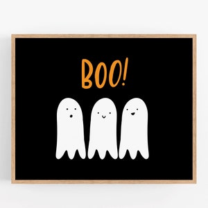 Cute Ghost Halloween Printable, Pink Ghost Halloween Art, Boo Sign ...