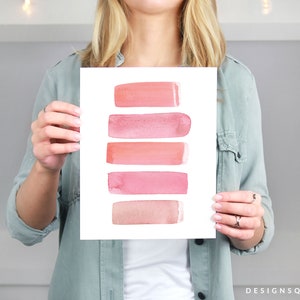 Pink & Coral Watercolor Swashes Abstract Art, Printable Watercolor ...