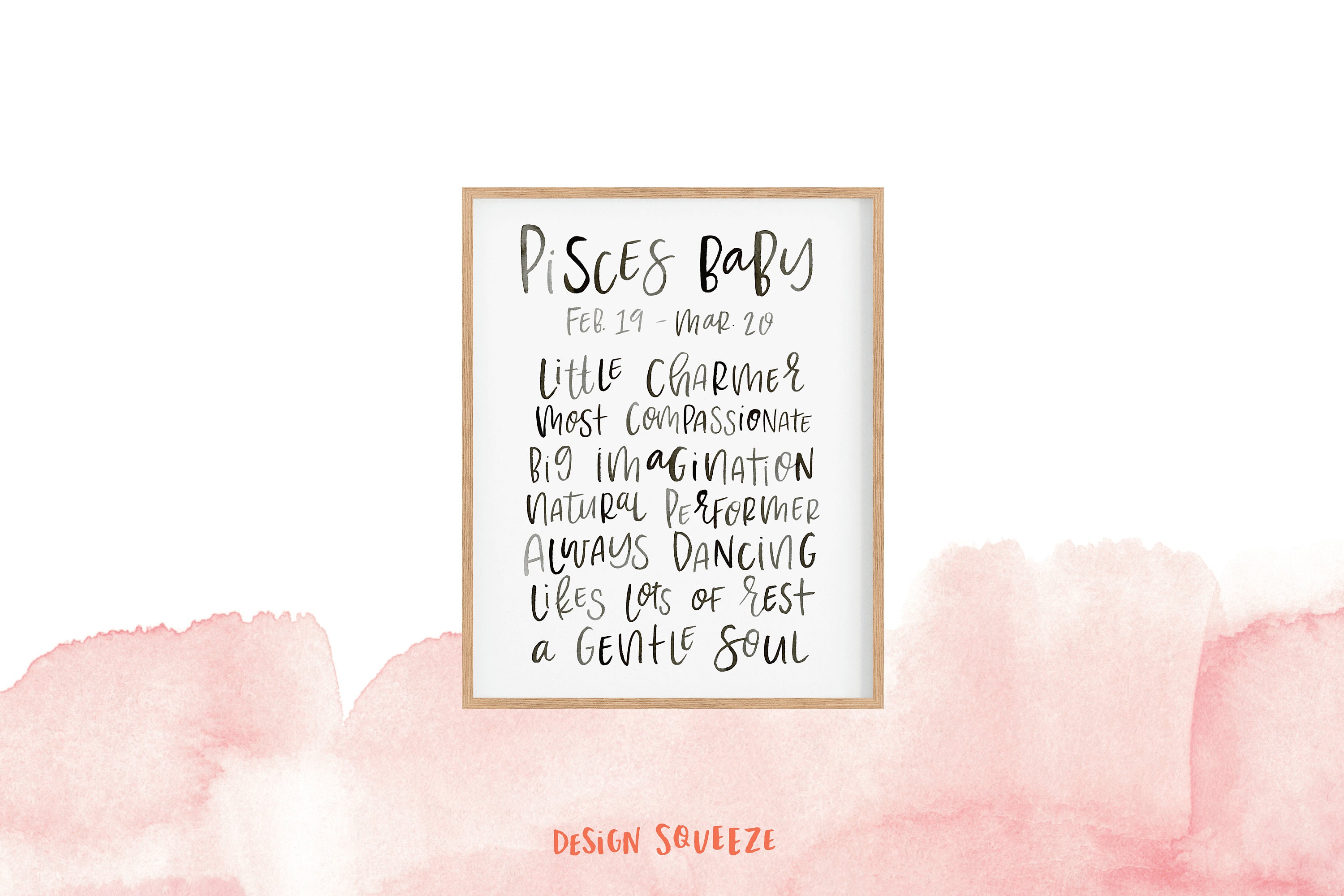 Pisces Baby Zodiac ART PRINT Astrology Print Pisces Baby | Etsy