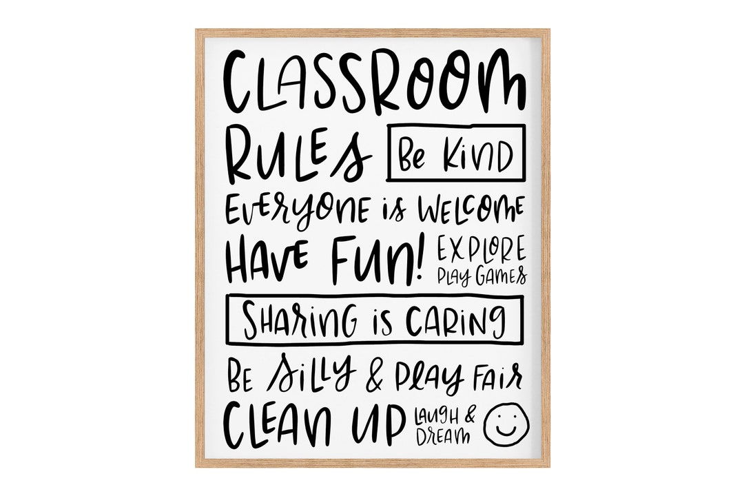 Printable Classroom Rules, Black and White Classroom, Classroom Art ...