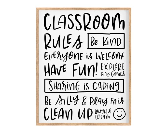 Printable Classroom Rules, Black and White Classroom, Classroom Art ...