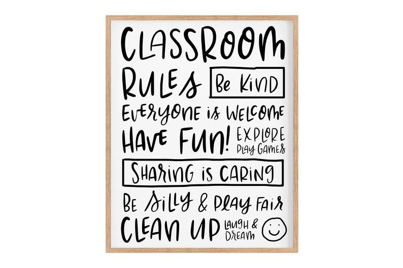 Printable Classroom Rules Sign, Black and White Decor (digital File) - Etsy