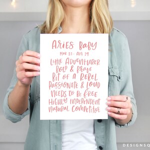 Zodiac Baby ARIES Qualities Art Print, Aries Art, Aries Astrology ...