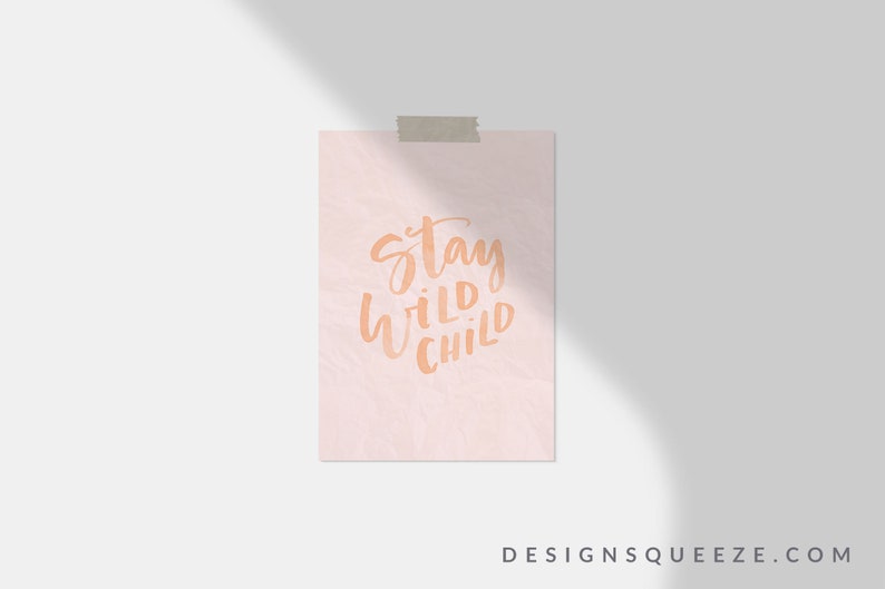 Printable Nursery Decor Watercolor Calligraphy Pink Stay | Etsy