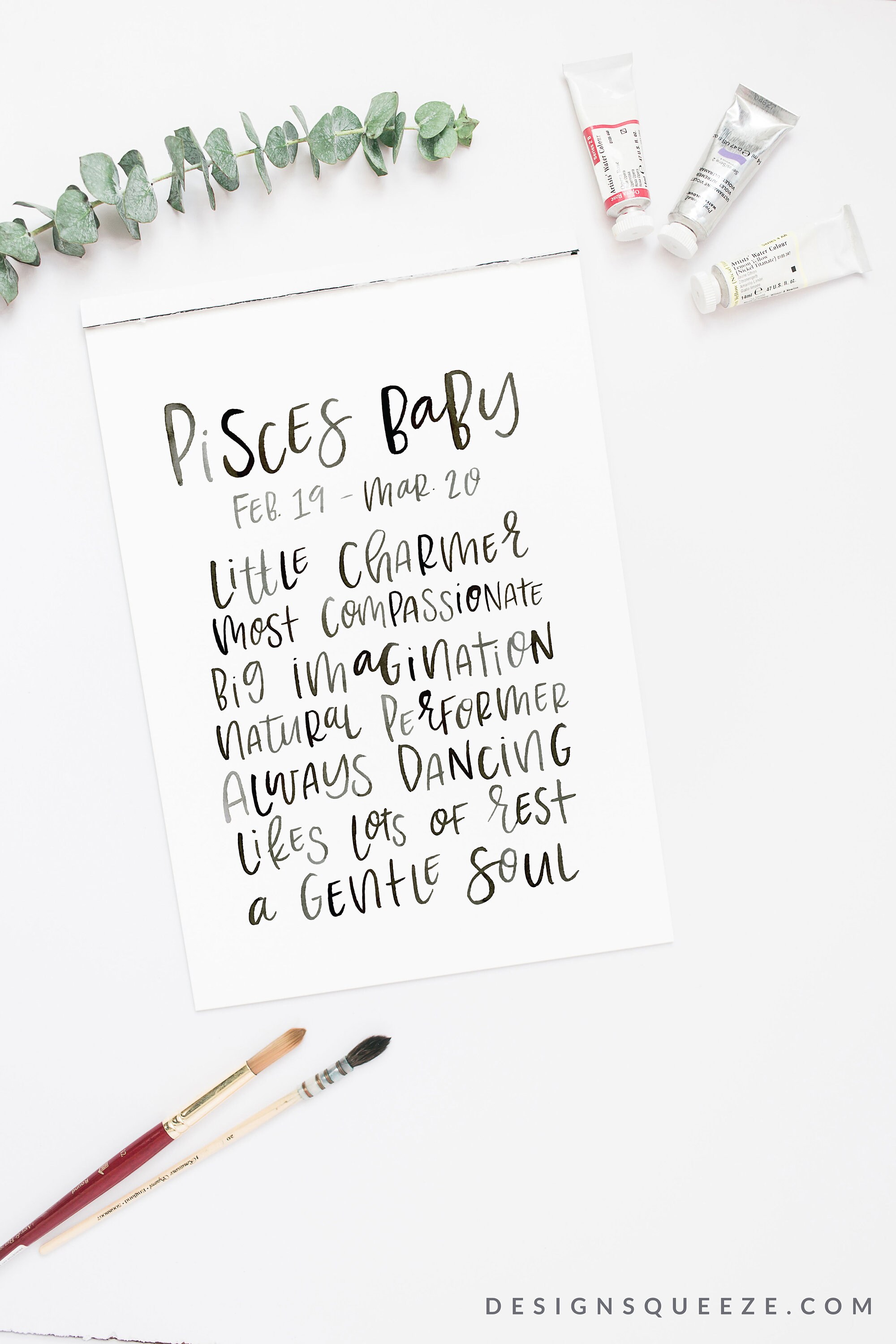 Pisces Baby Zodiac ART PRINT Astrology Print Pisces Baby | Etsy