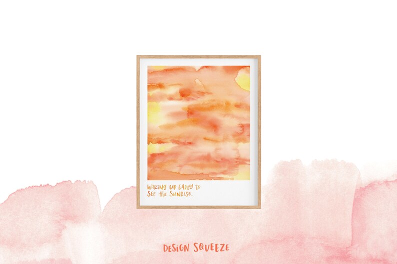 Watercolor Wash Color Swatch Art Orange Sunrise Art Orange - Etsy