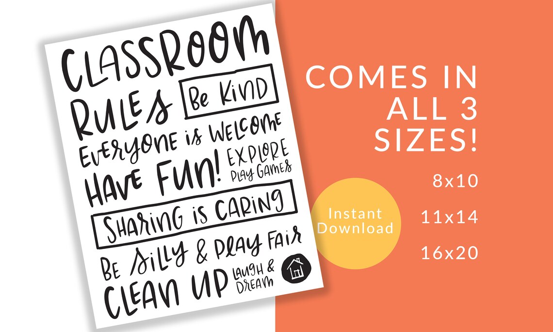 Printable Classroom Rules Black and White Classroom - Etsy
