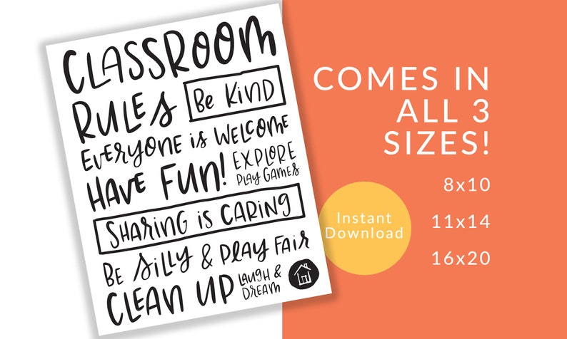 Printable Classroom Rules Black And White Classroom Etsy