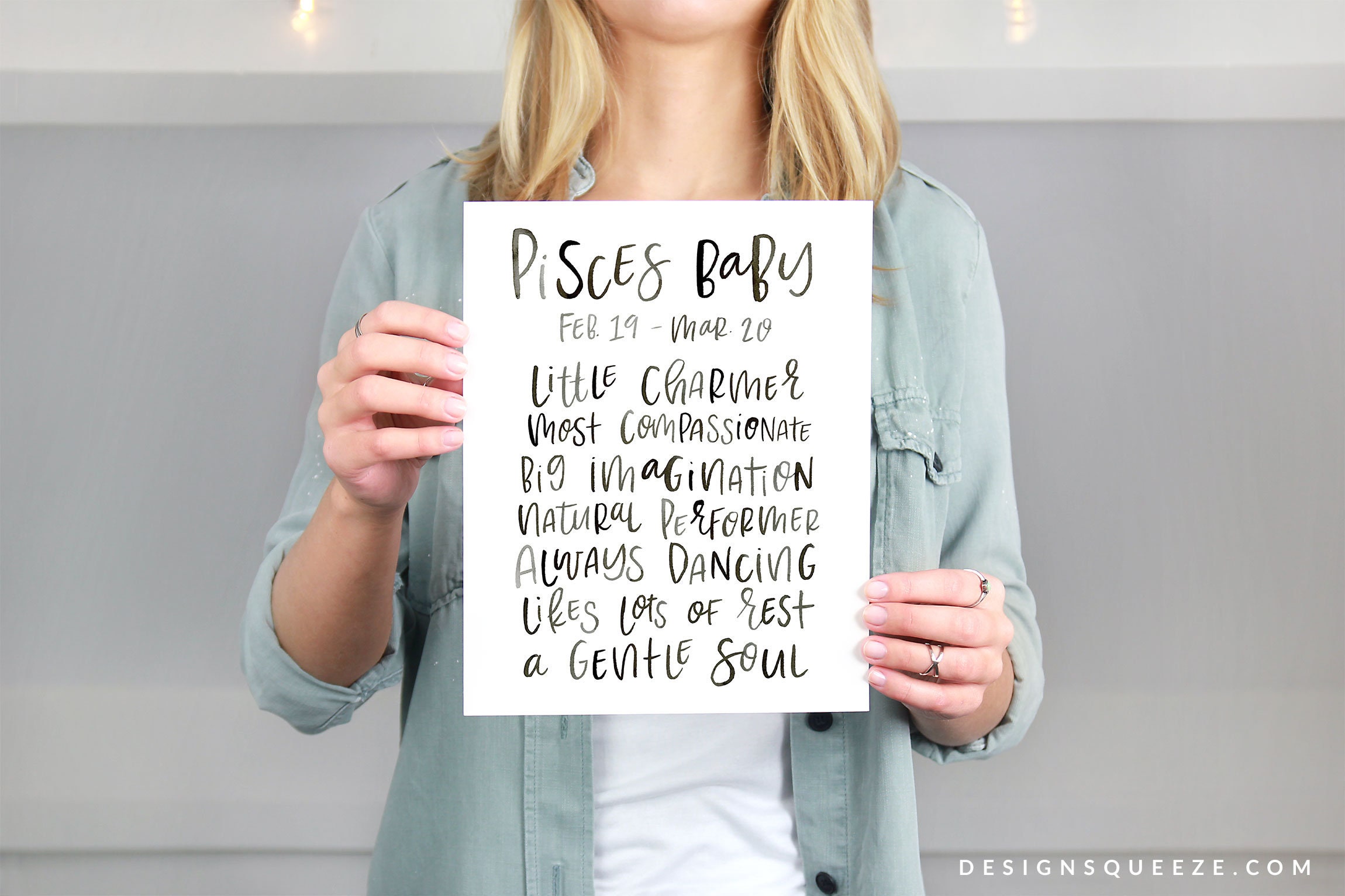 Pisces Baby Zodiac ART PRINT Astrology Print Pisces Baby | Etsy