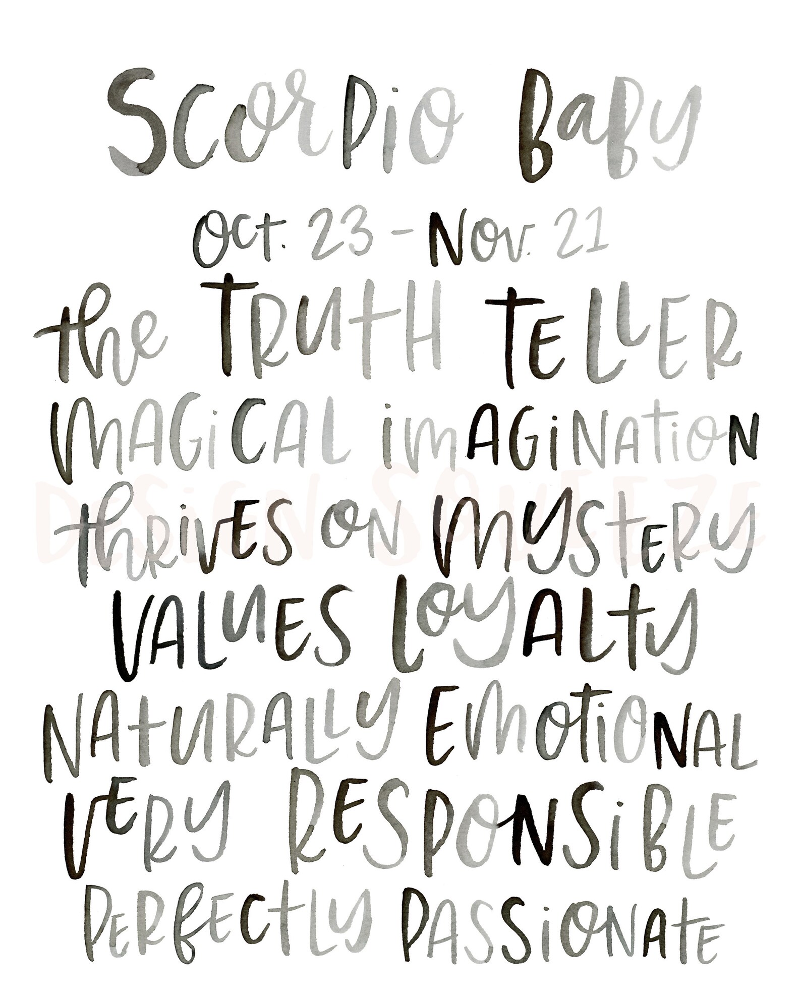 Zodiac Baby SCORPIO Qualities Art Print, Scorpio Art, Scorpio Astrology ...