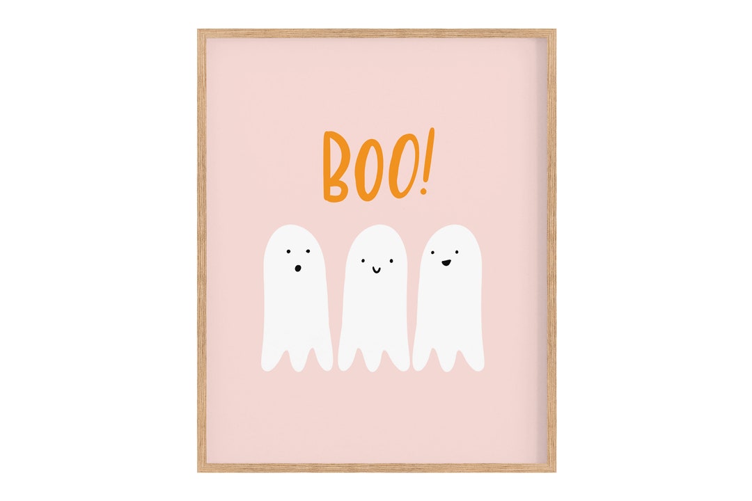 Cute Ghost Halloween Printable, Pink Ghost Halloween Art, Boo Sign ...