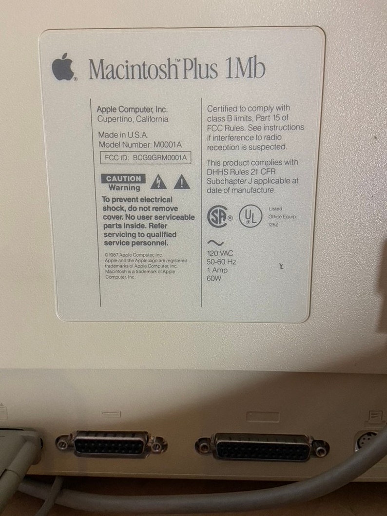 Vintage Apple Macintosh 512K Model M0001 W Keyboard Mouse Manual and ...