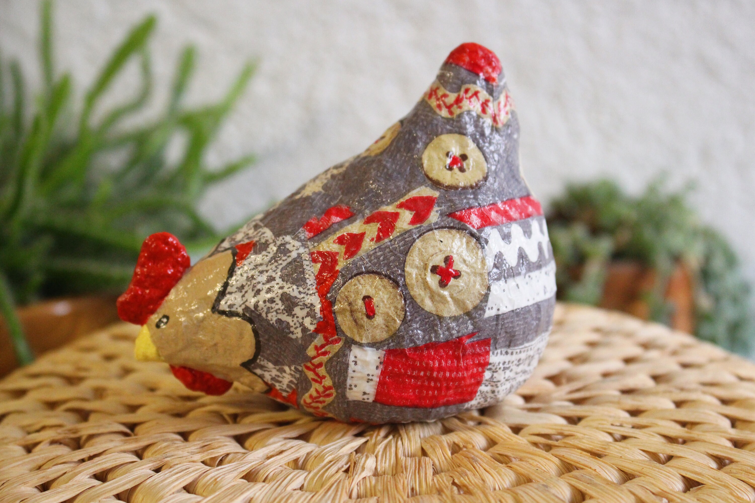 Figurine of a Hen in Papier-mâché With Lace Pattern, Sewing Workshop ...