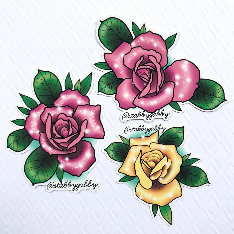SPARKLING ROSES vinyl sticker | Etsy