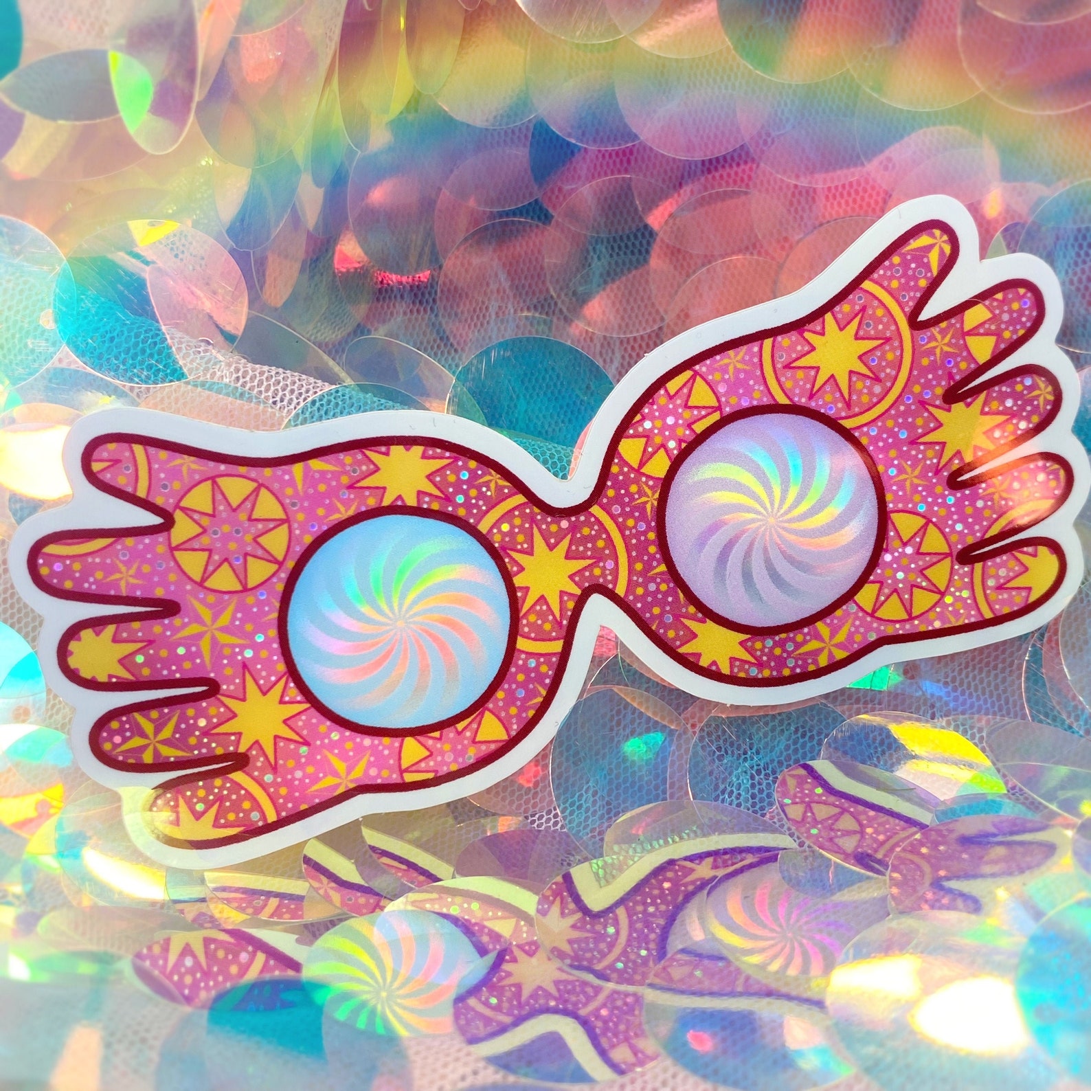 PINK HOLOGRAPHIC GLASSES Vinyl Sticker | Etsy