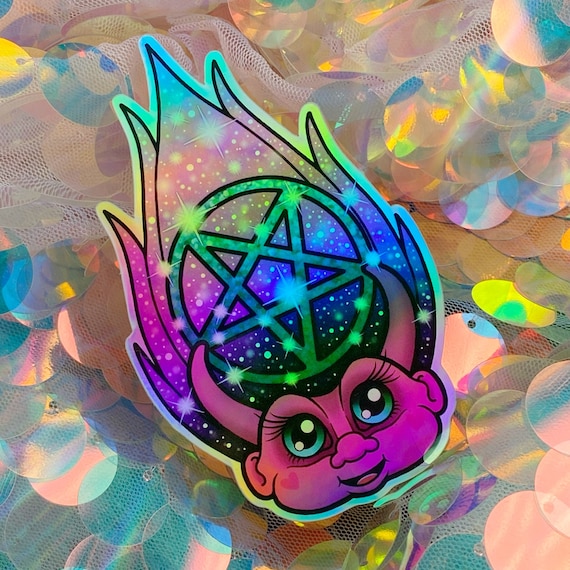 HOLOGRAPHIC DEVIL TROLL Vinyl Sticker | Etsy