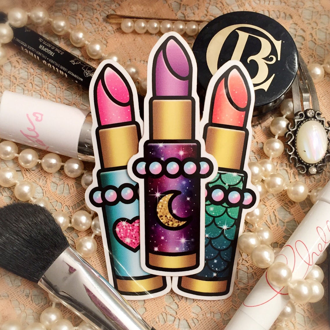 Pretty Pink Lipstick Vinyl Sticker | Etsy