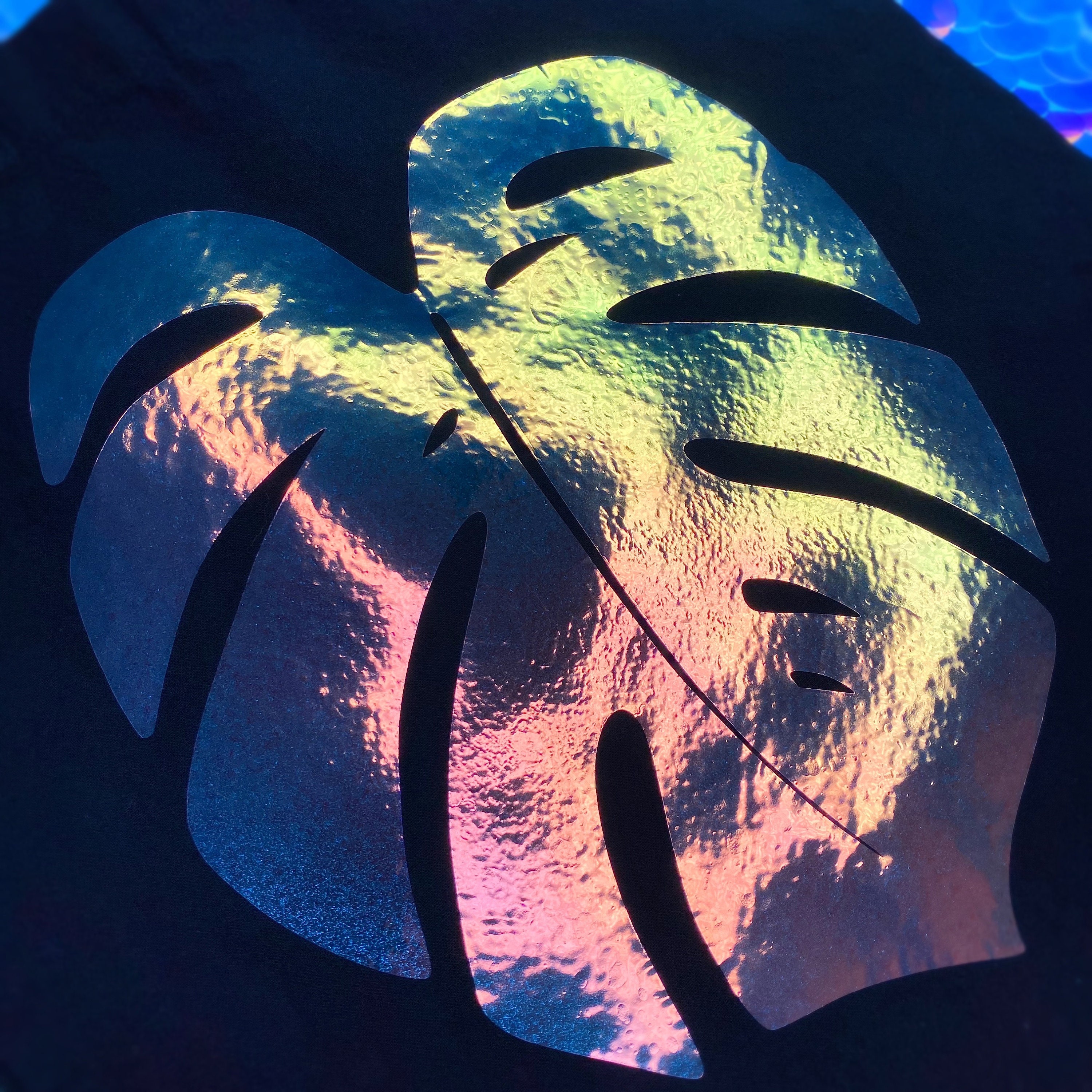 MONSTERA Tote Bag - "blue" HOLOGRAPHIC | Reusable | Cotton Tote Bag ...