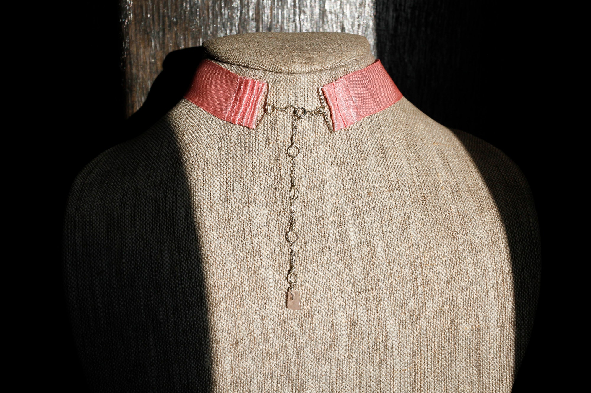 Rose Quartz Pink Ribbon Collar 925 Recycled Sterling Silver - Etsy Denmark