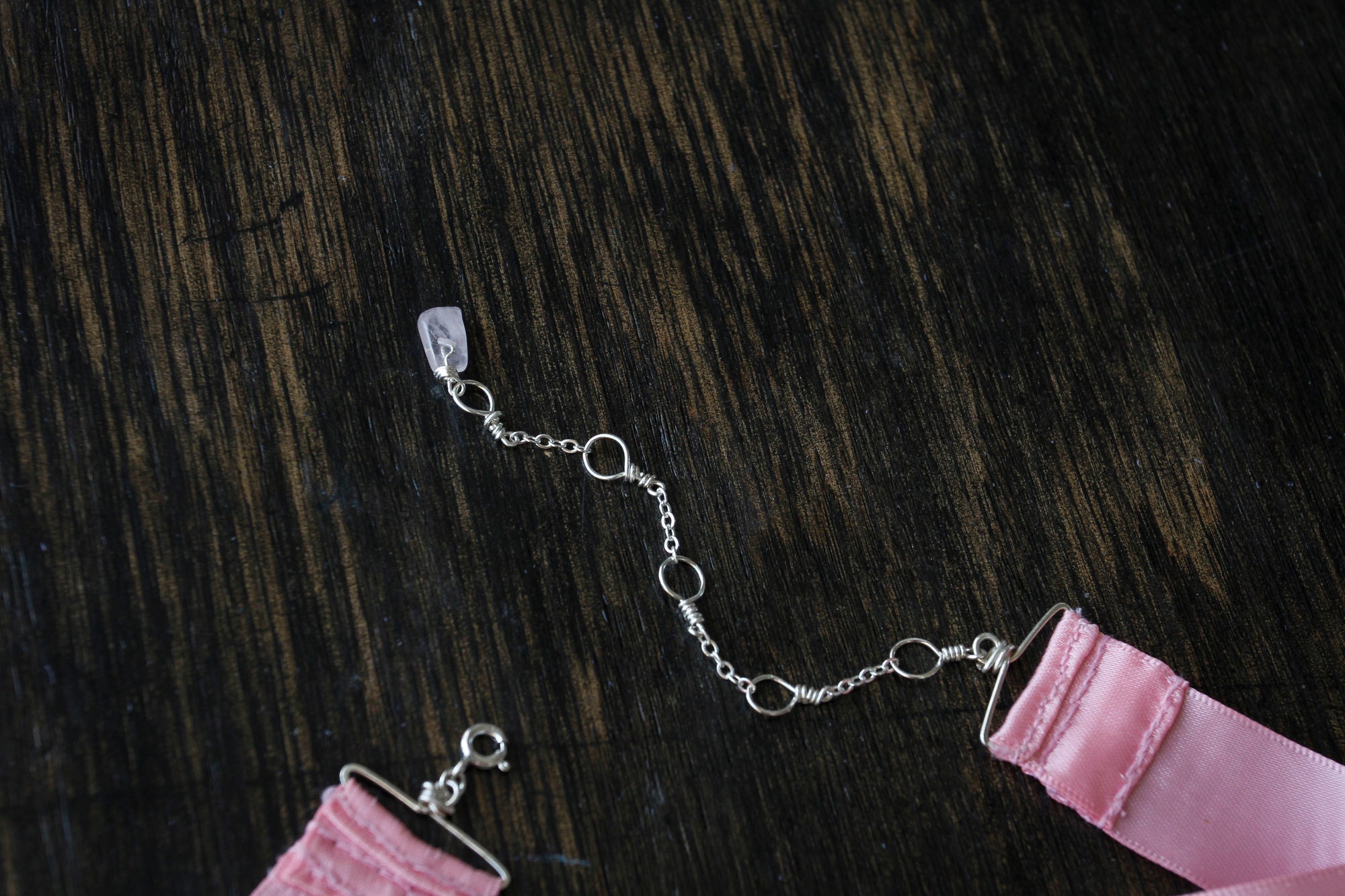 Rose Quartz Pink Ribbon Collar 925 Recycled Sterling Silver - Etsy Denmark