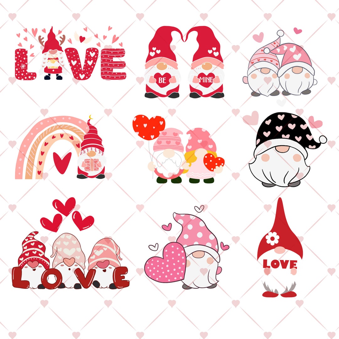 Valentines Clipart Bundle With Gnomes, Couple Gnomes, Gnome Clipart ...