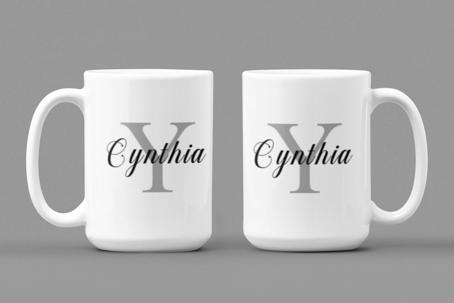 Taza De Monograma Inicial Taza De Nombre Personalizado Etsy