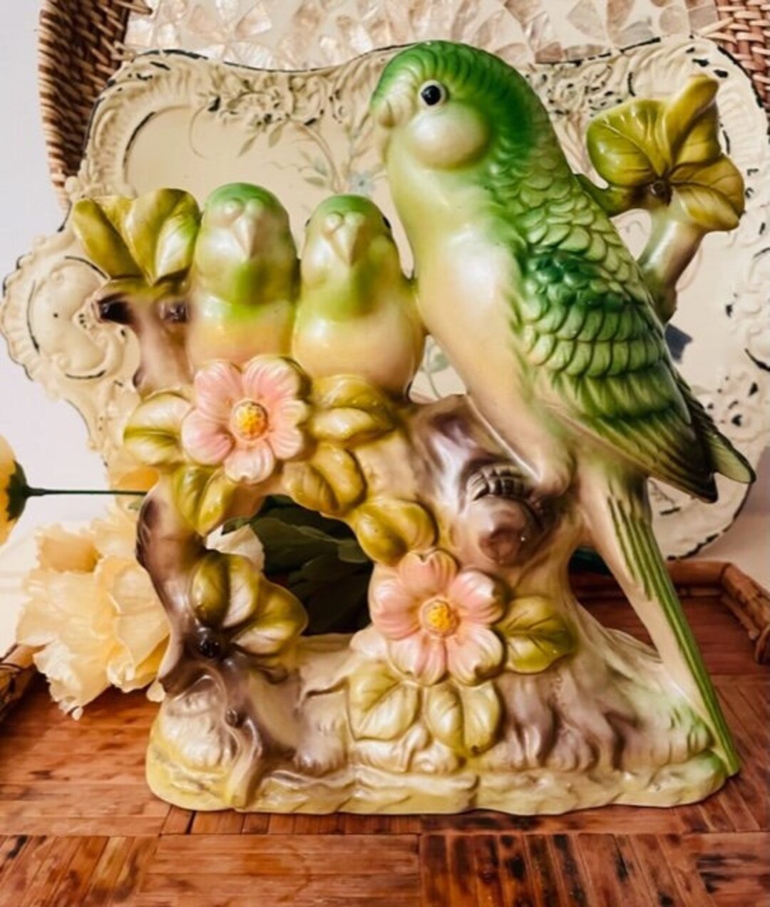 Bird Figurine Norleans Japan Birds Japanese Bird Figurine Mama and Baby ...