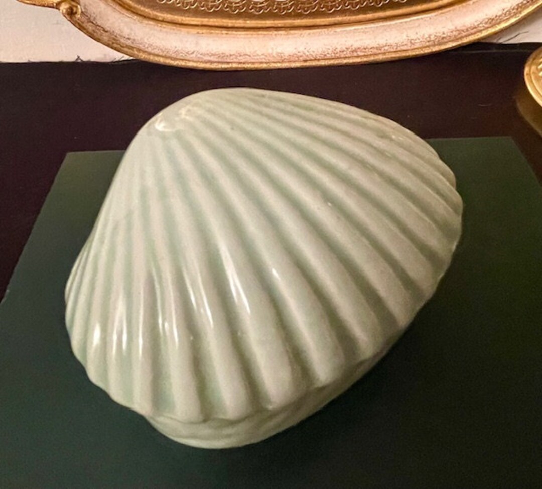 Celadon Green Trinket Box Celadon Green Shell Box Two Piece Trinket Box ...