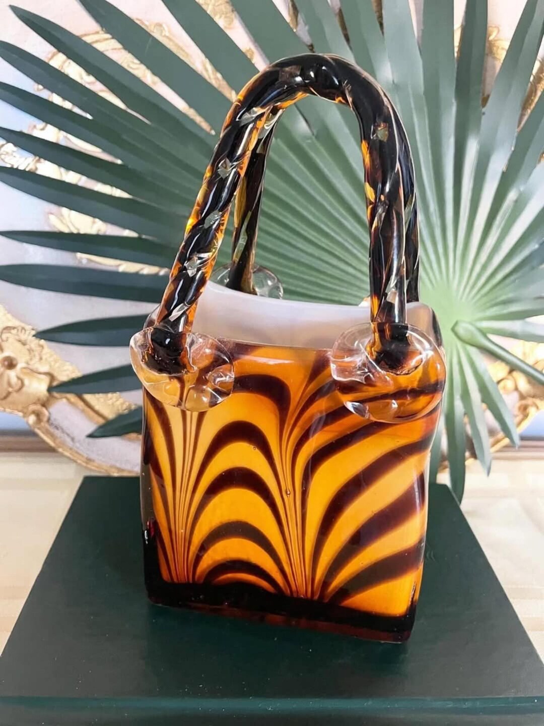Tortoise Shell Pocketbook Vase Tortoise Shell Purse Vase Glass Tortoise ...