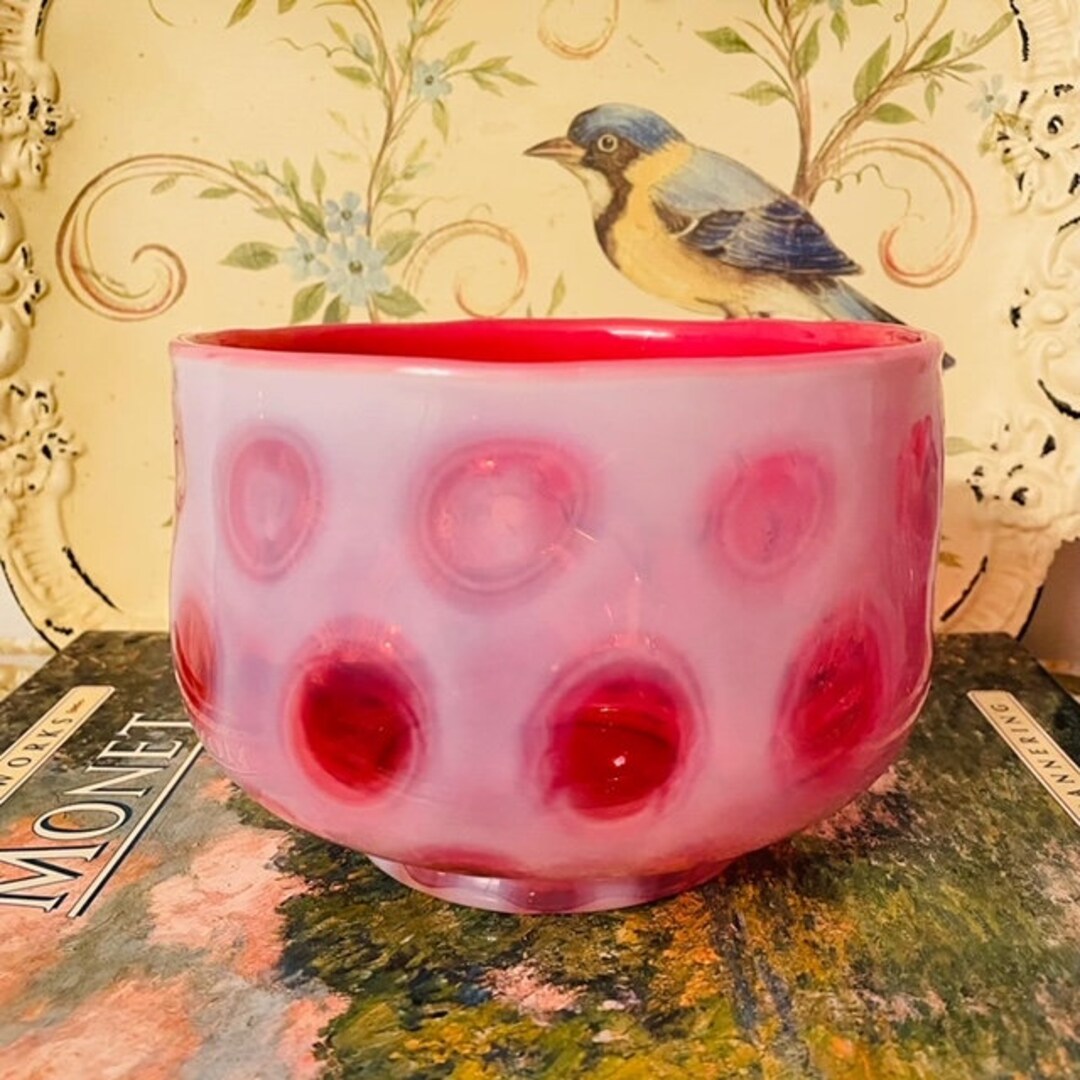 Vintage Coin Dot Bowl Cranberry Coin Dot Bowl Fenton Bowl Coin - Etsy