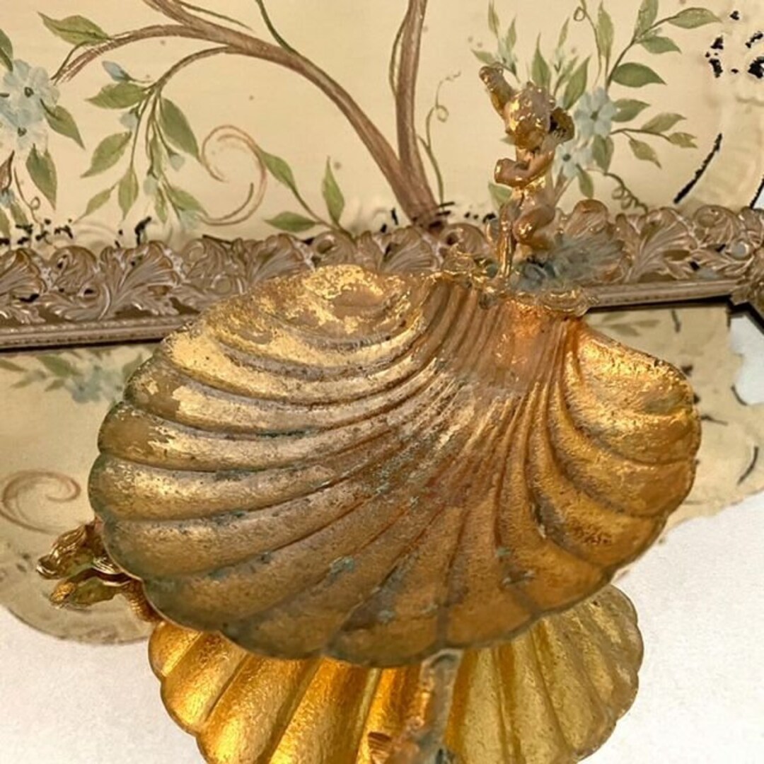 Antique Shell Dish Trinket Dish Cherub Dish Koi Fish Dish Grand ...