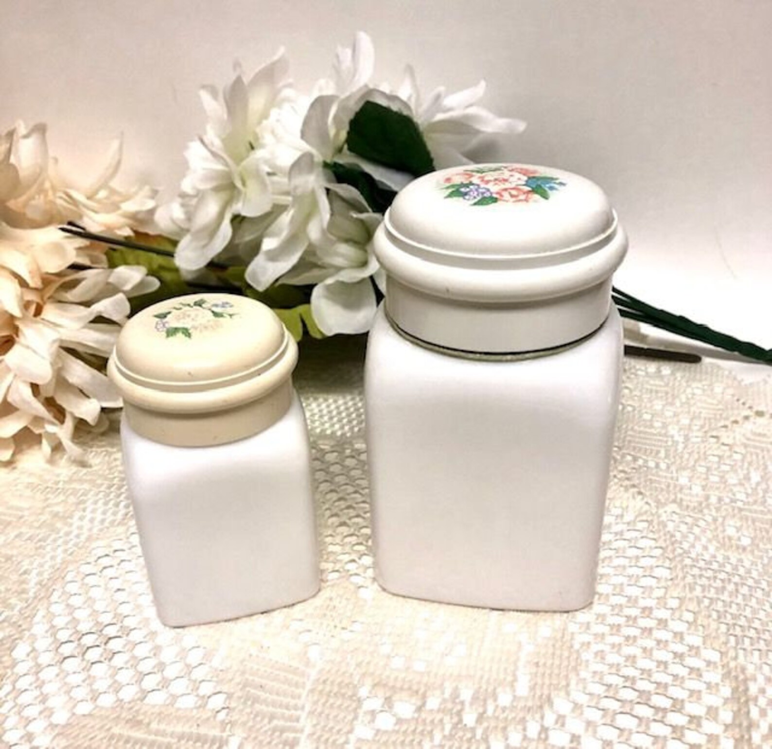Avon Jar Milk Glass Powder Jars Powder Shaker Jars Avon Milk Glass Jars ...