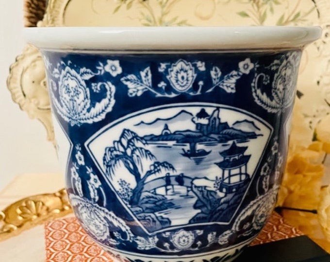 Planter Cachepot Blue and White Cachepot Chinoiserie Chic Decor ...
