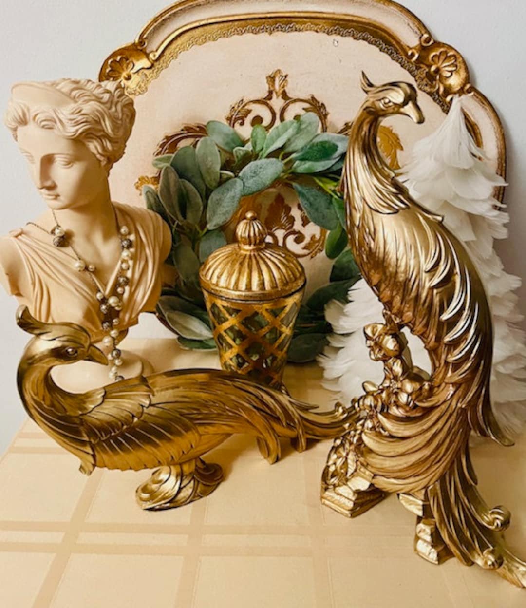 Pair Peacock Statue Pair Peacock Figurines Peacock Love Mid Century ...