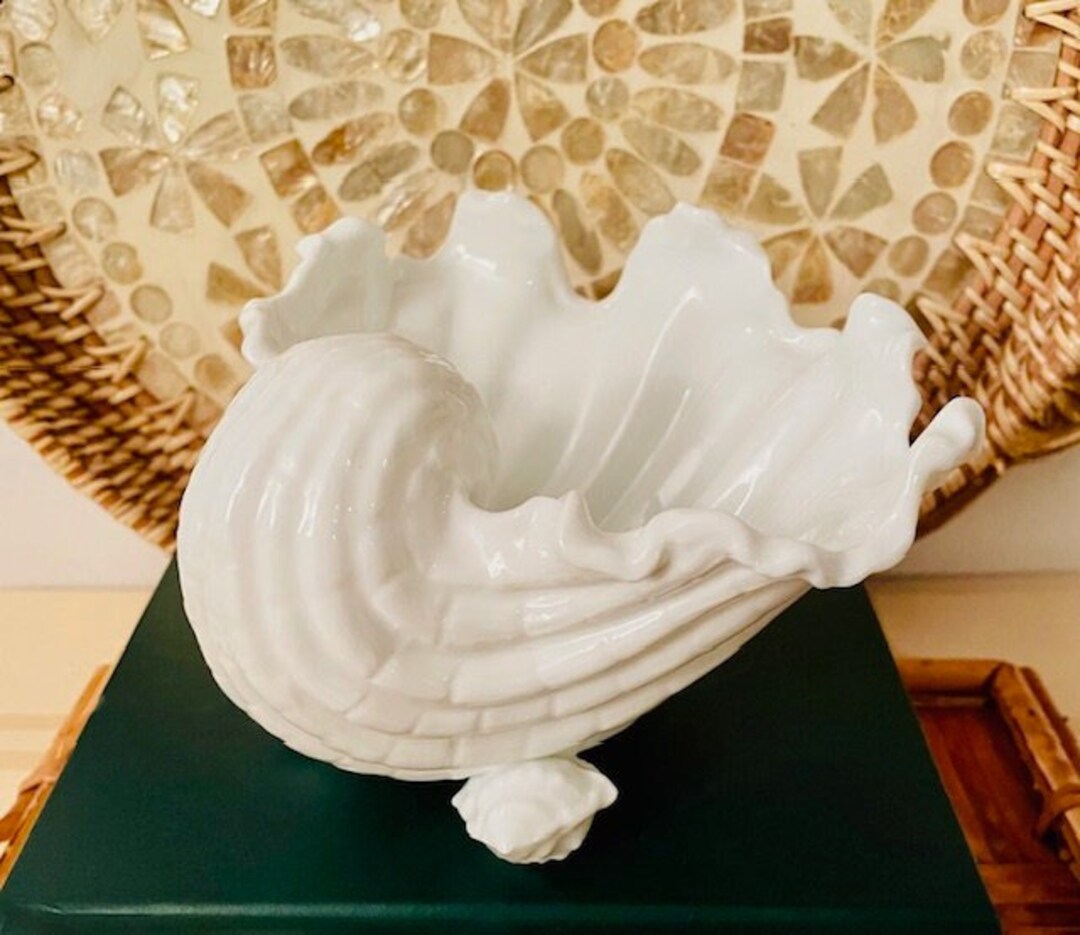 Coastal Decor Shell Bowl White Shell Bowl Shell Dish Shell Feet Soap ...