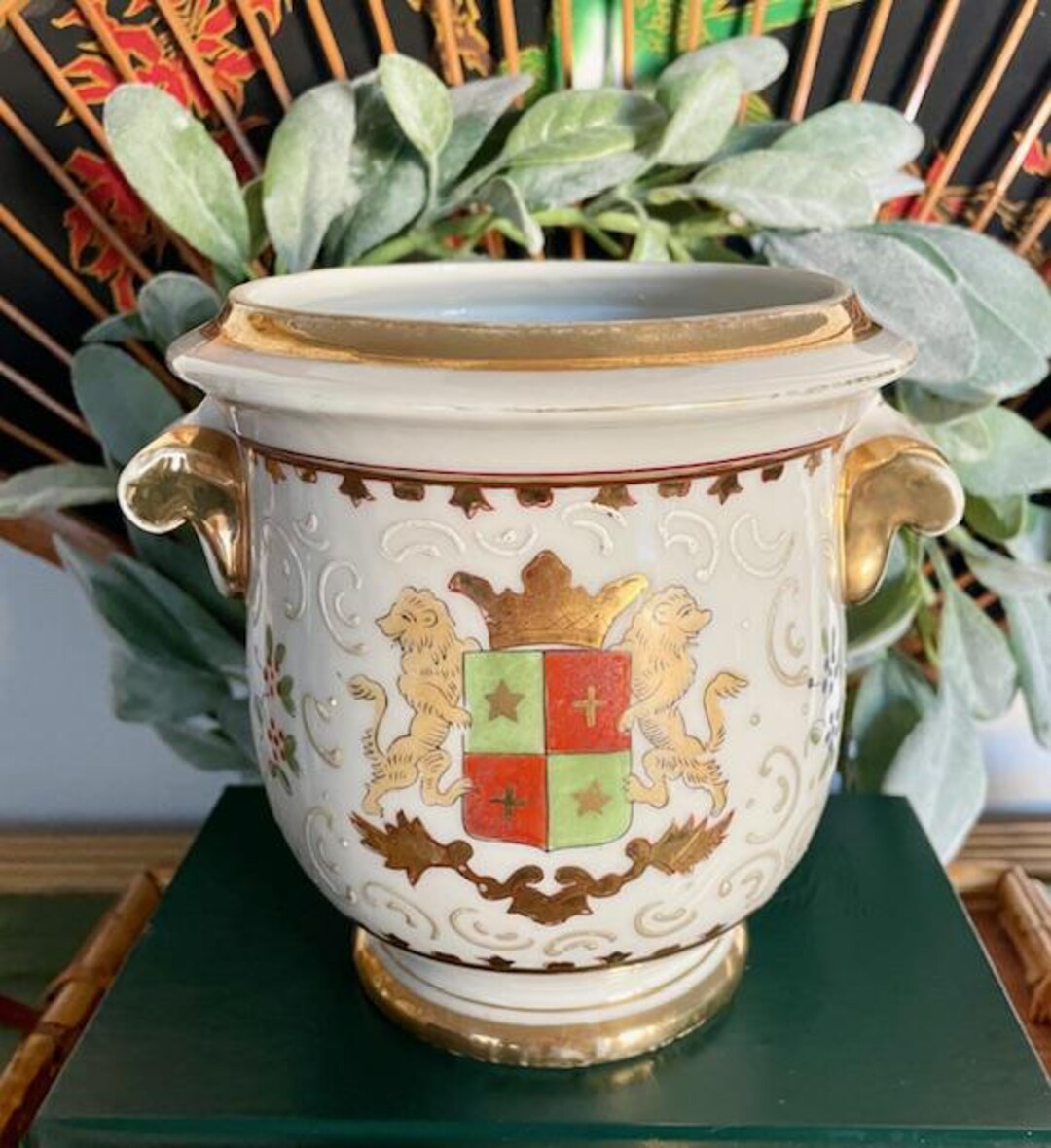 Vintage Cachepot Lion Cachepot Crest Cachepot Planter Vintage Planter ...