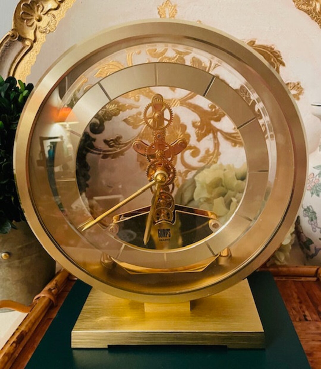 Skeleton Clock MCM Clock Mid Century Modern Clock Working Clock Desk ...