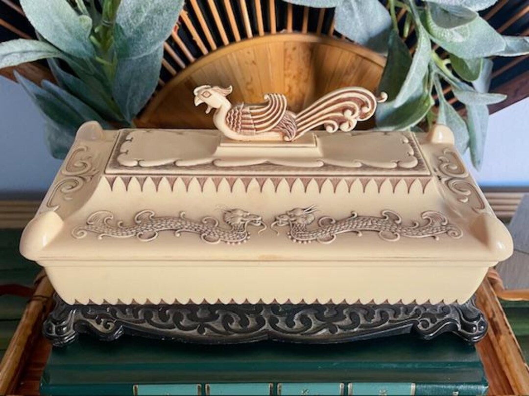 Dragon Box Celluloid Dragon Box Vintage Celluloid Box Chinoiserie ...