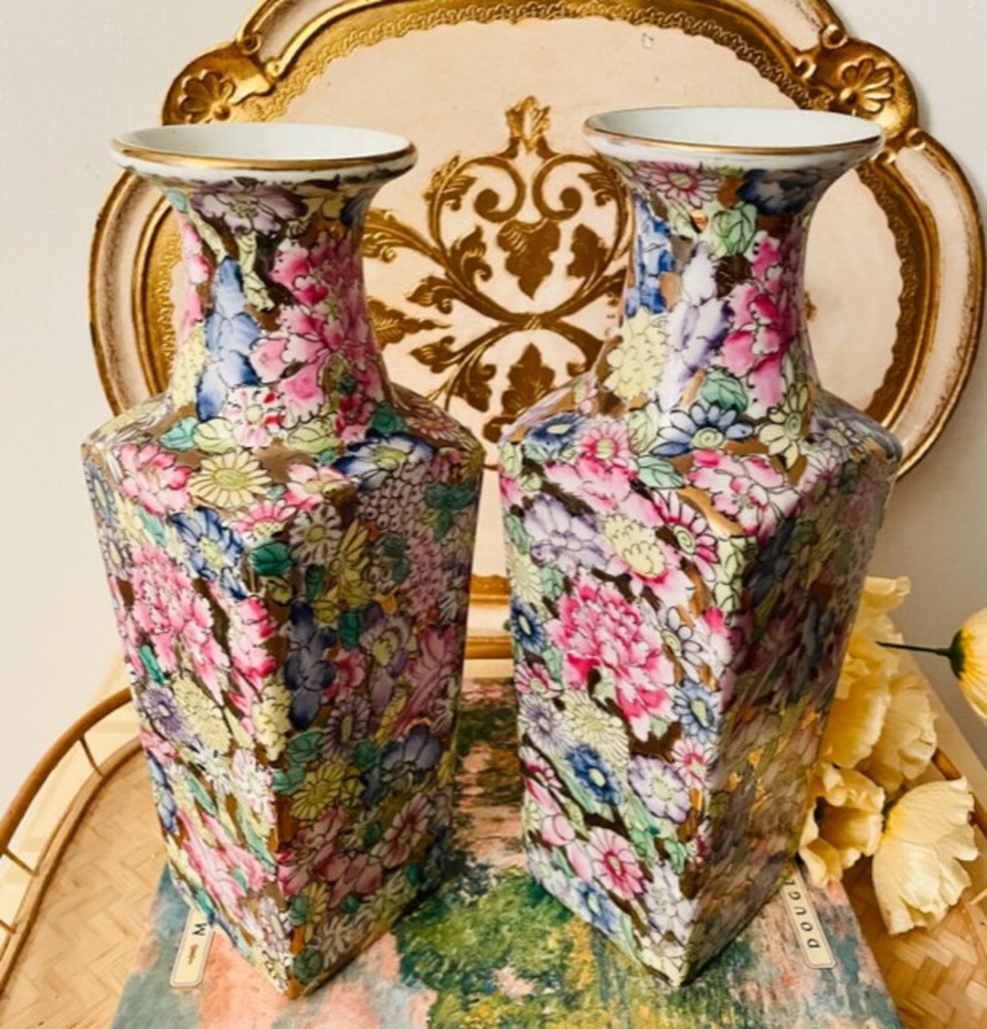 Mille Fleur Vase Thousand Flowers Vintage Vase Chinoiserie Vase Mille ...